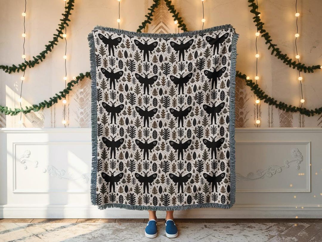 Mothman Blanket, the Mothman Gifts, Cryptid Home Decor, Woven Blanket ...