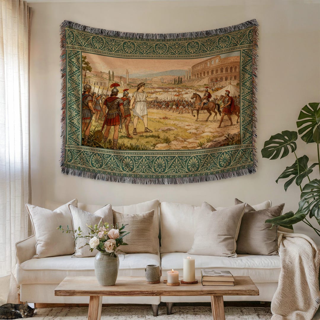Roman Empire Woven Blanket: Gladiator Art, Colosseum Decor, Mythology ...