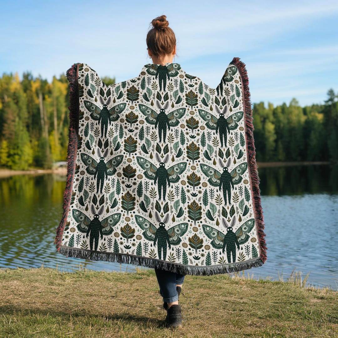 Mothman Woven Cotton Blanket: Cryptid Tapestry Throw - Etsy