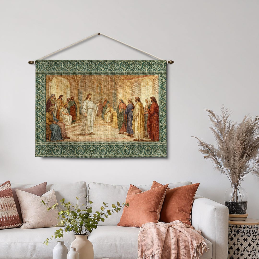 Religious Woven Tapestry: Jesus Teaching, Biblical Scene, Christian Art ...