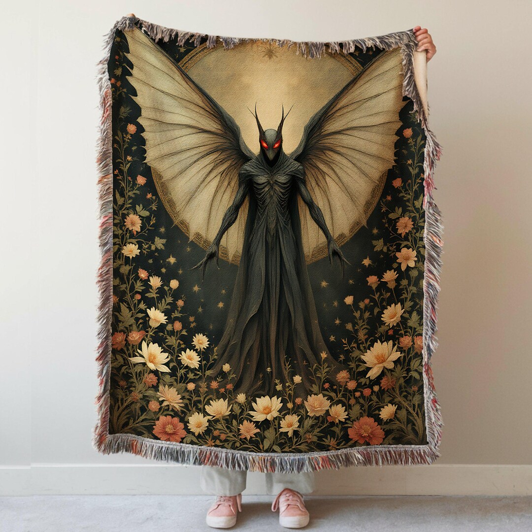 Mothman Woven Blanket, Cryptid Wall Tapestry, Decorative Woven Art ...