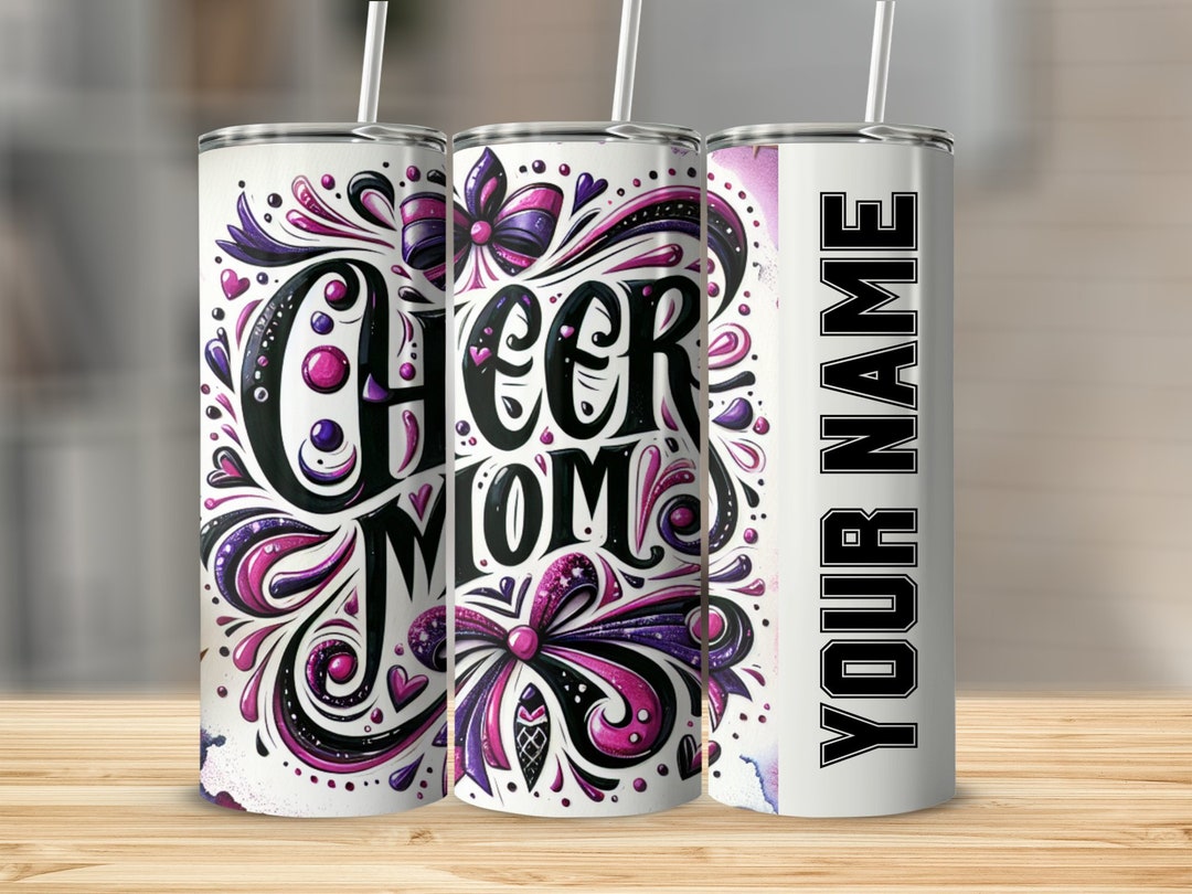 Cheer Mom Tumbler Wrap 20oz Design, Custom Name Seamless PNG ...