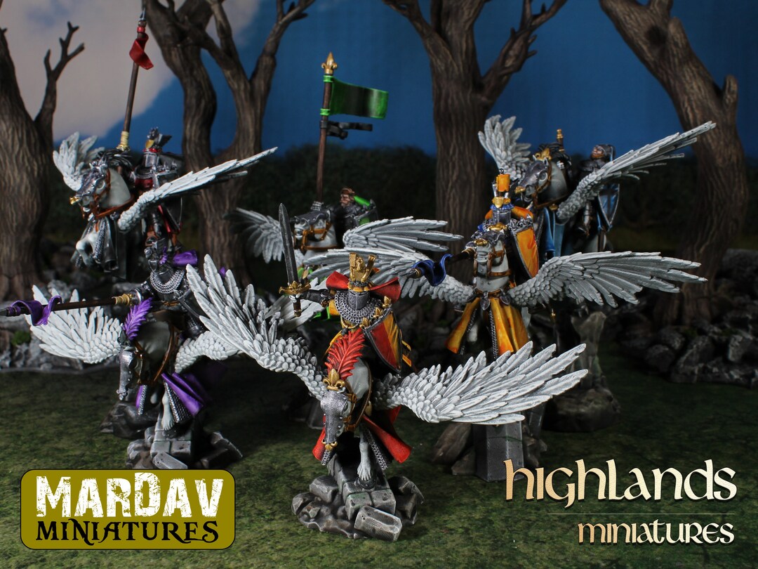 Gallia Knights on Pegasus, Fantasy, 28mm/32mm 3D Resin Printed for ...