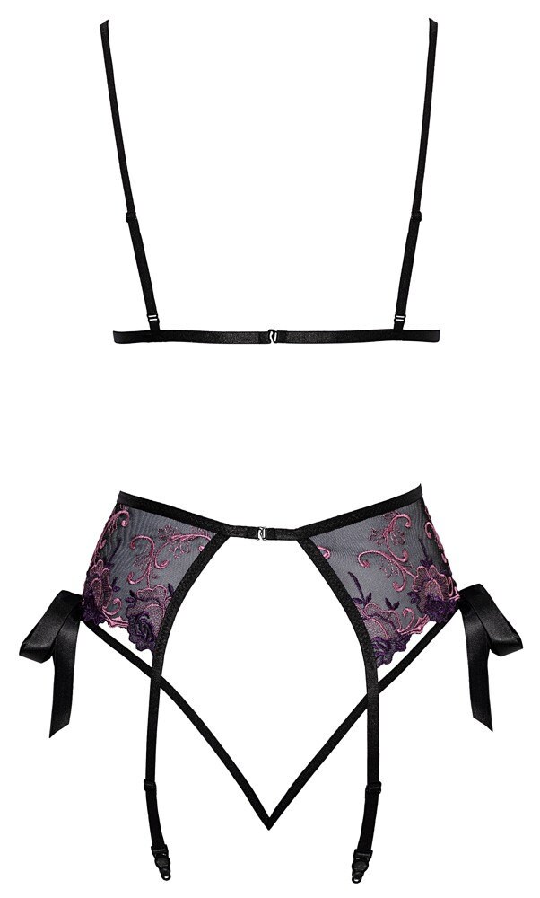 Sexy Black Lingerie Set Floral Lace Floral Sexy Bra Det With Satin
