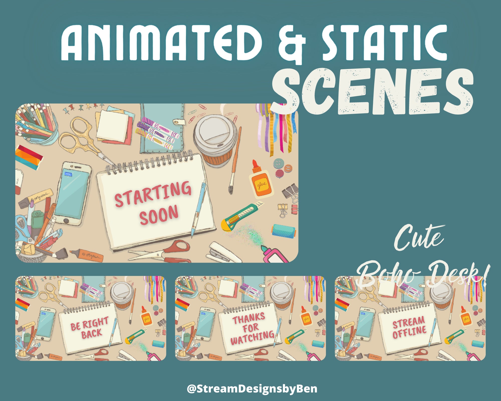 Animated Twitch Overlay Package Artist/crafting Theme - Etsy Canada