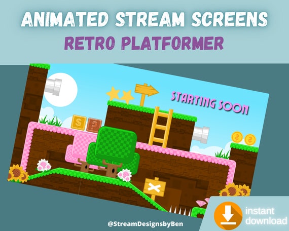 Animated Overlay Screens Platformer Retro Video Game for - Etsy
