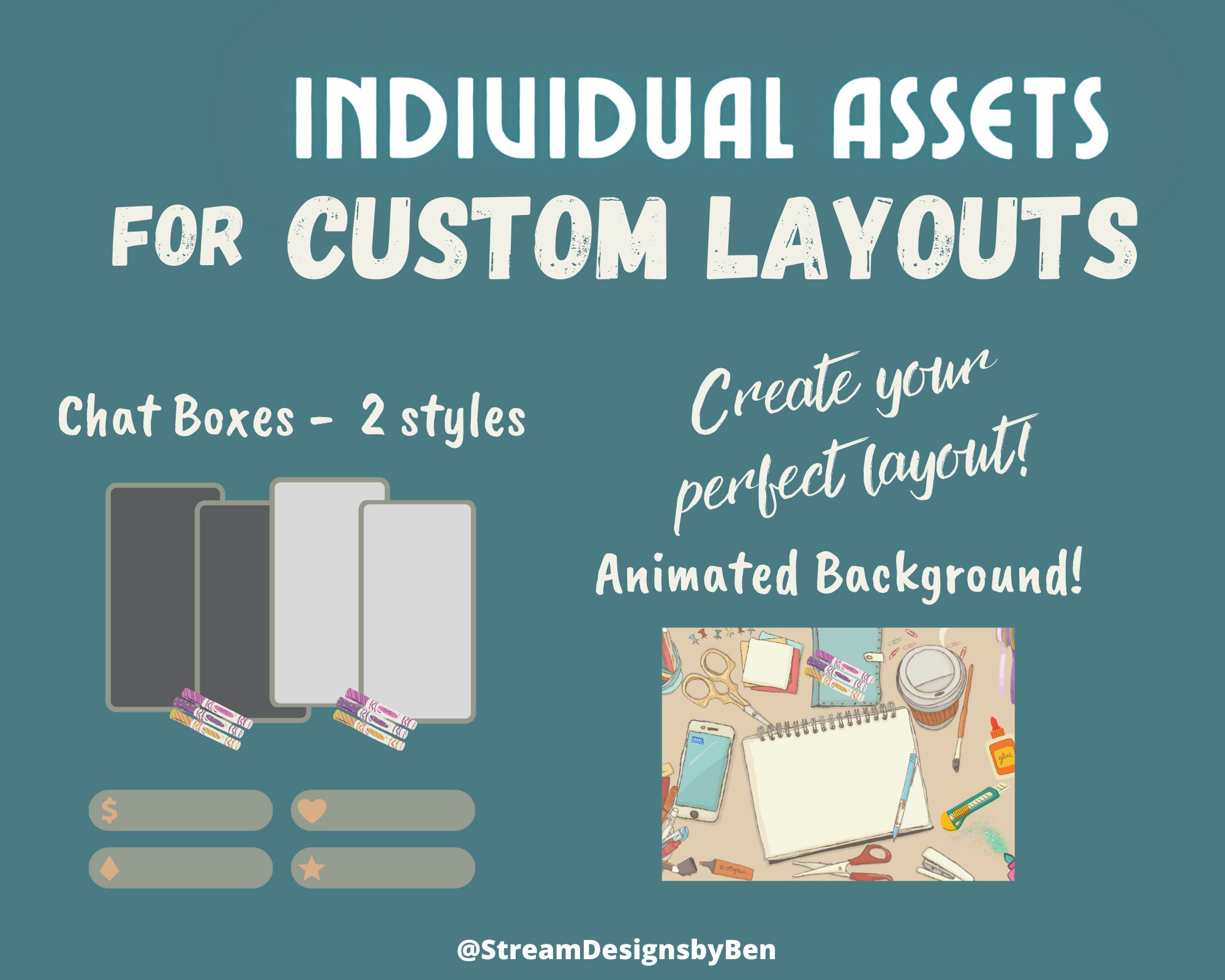 Animated Twitch Overlay Package Artist/crafting Theme - Etsy Canada