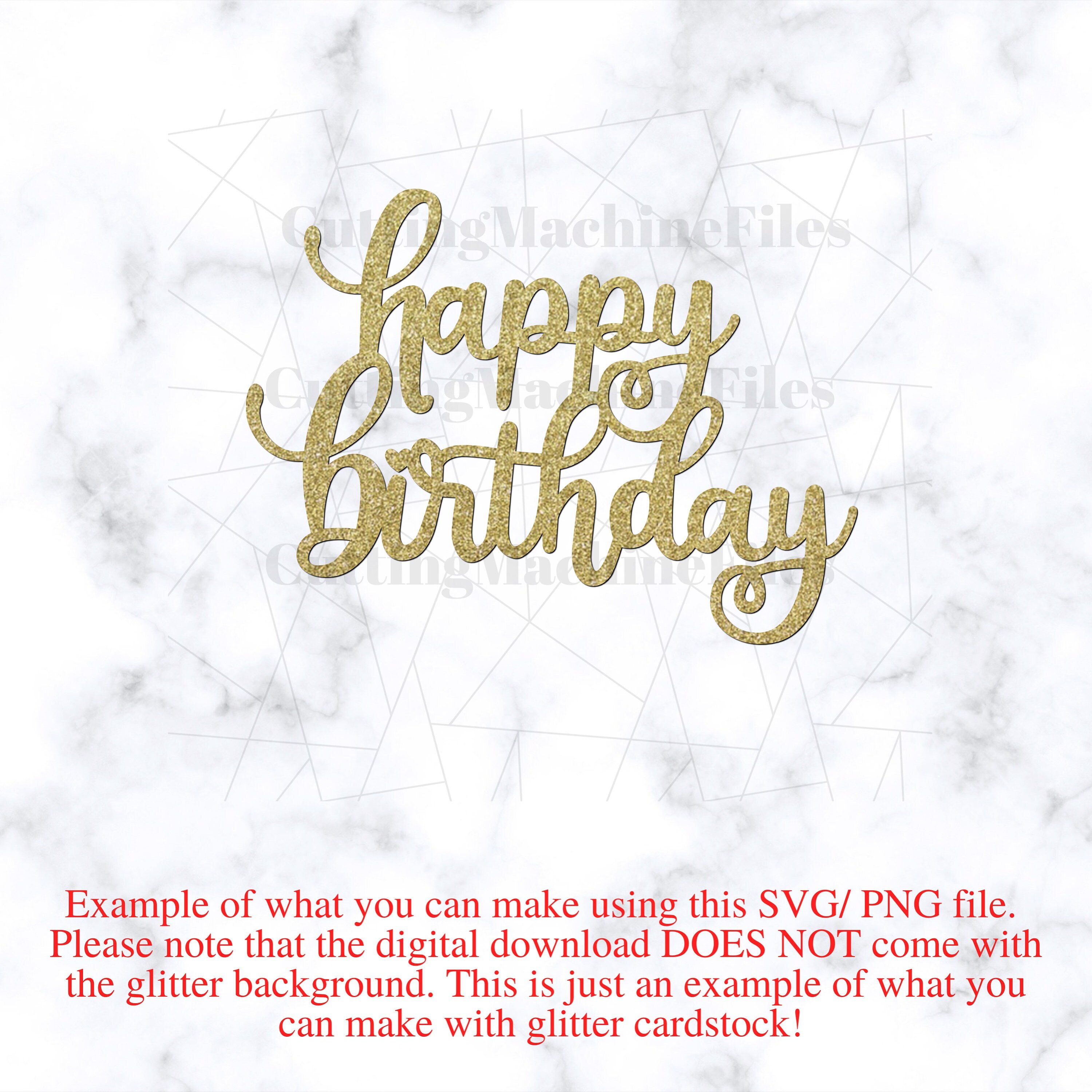 Cursive Happy Birthday Cake Topper SVG/PNG Happy Birthday Svg - Etsy