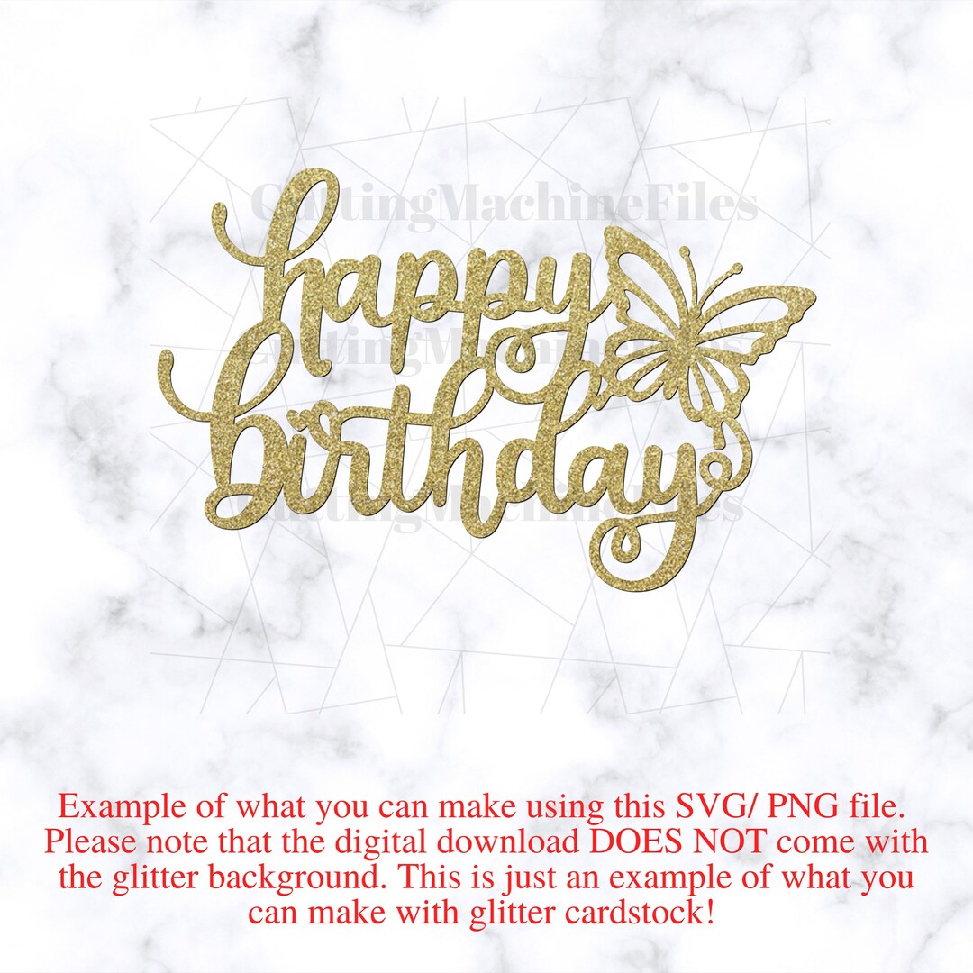 Fancy Butterfly Happy Birthday Cake Topper Svg/png,happy Birthday Svg ...