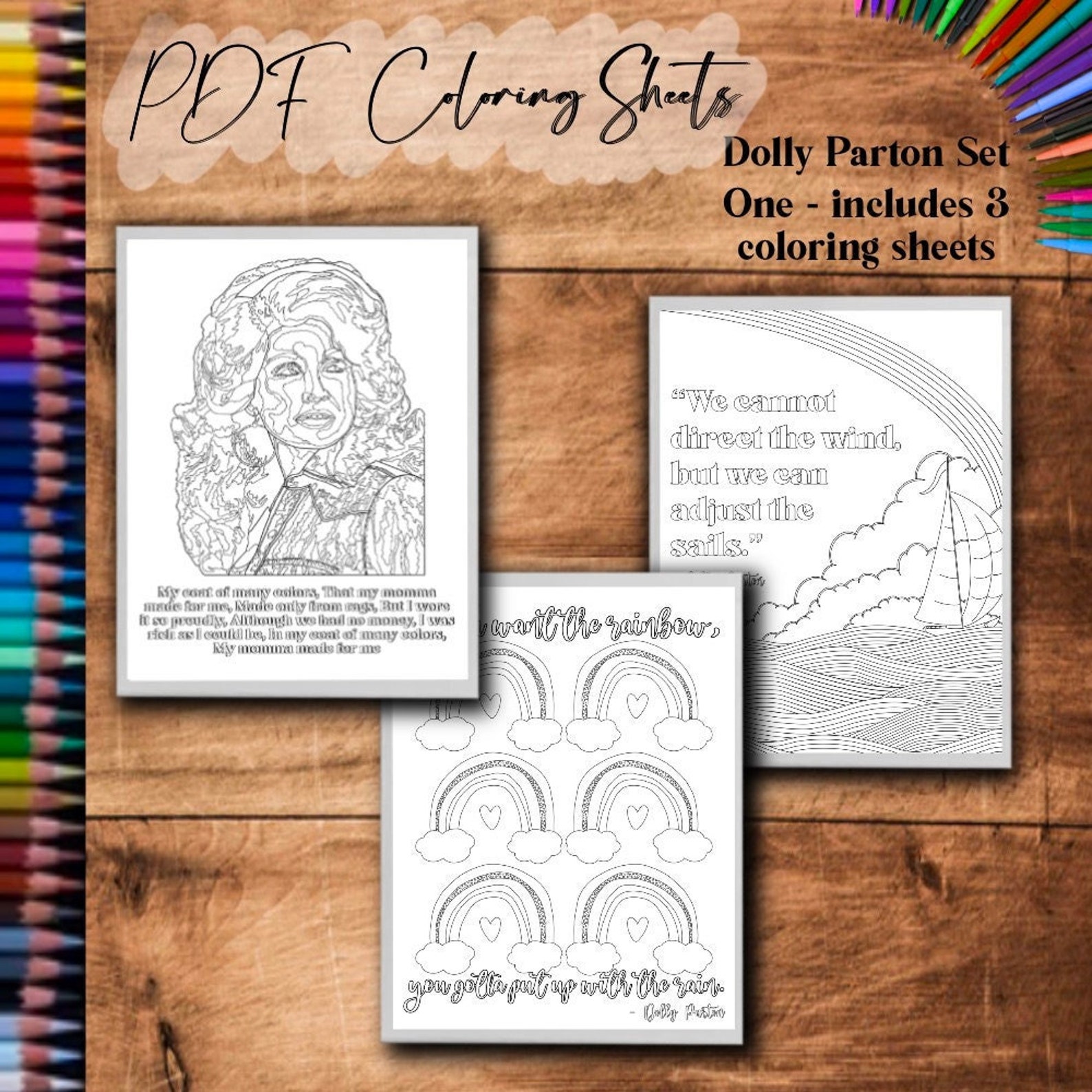 Coloring Book Instant Download Set Dolly Parton Set of 3 - Etsy