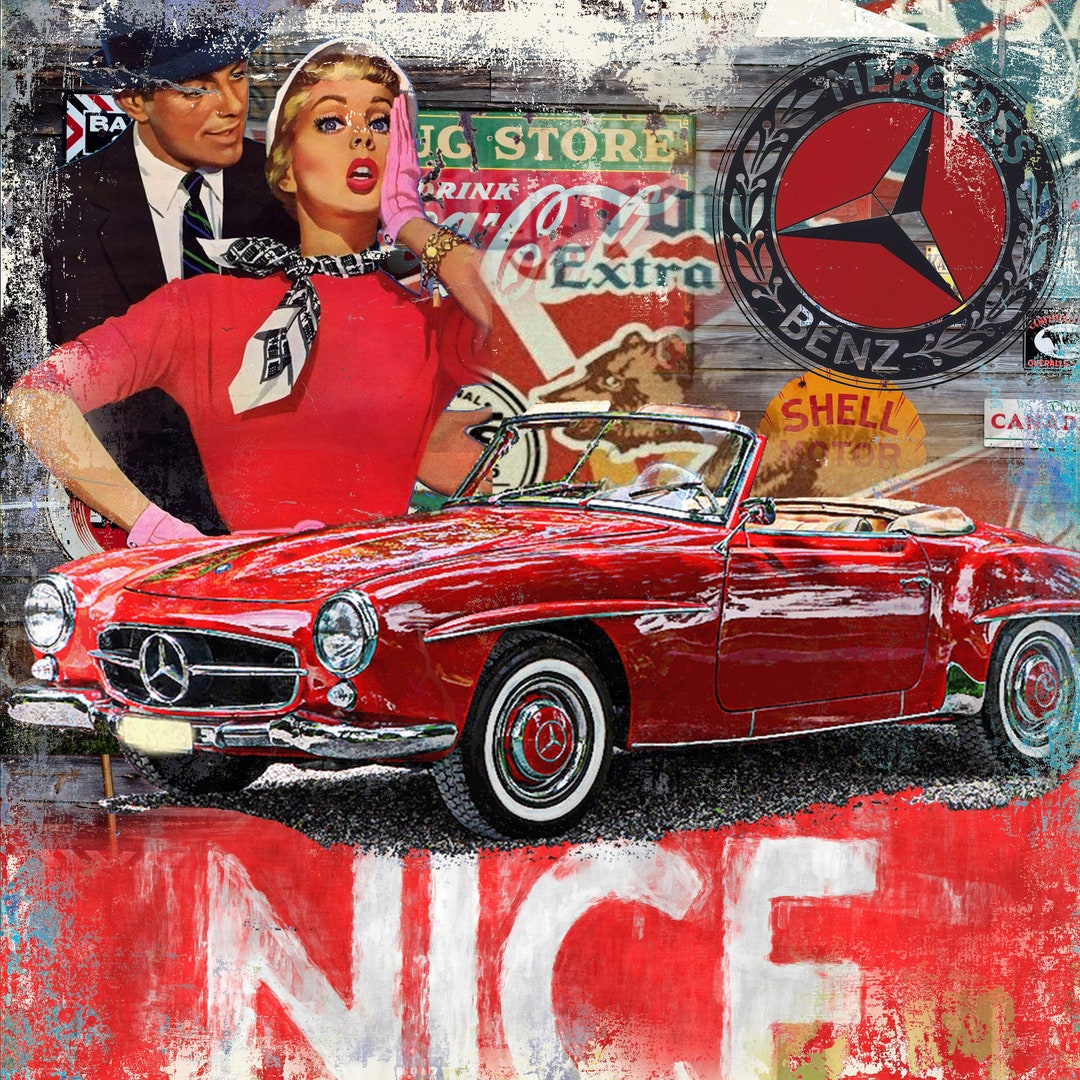 Original LUC Best,"mercedes 190sl", Giclée, Limited Edition,33 X 49 Cm ...