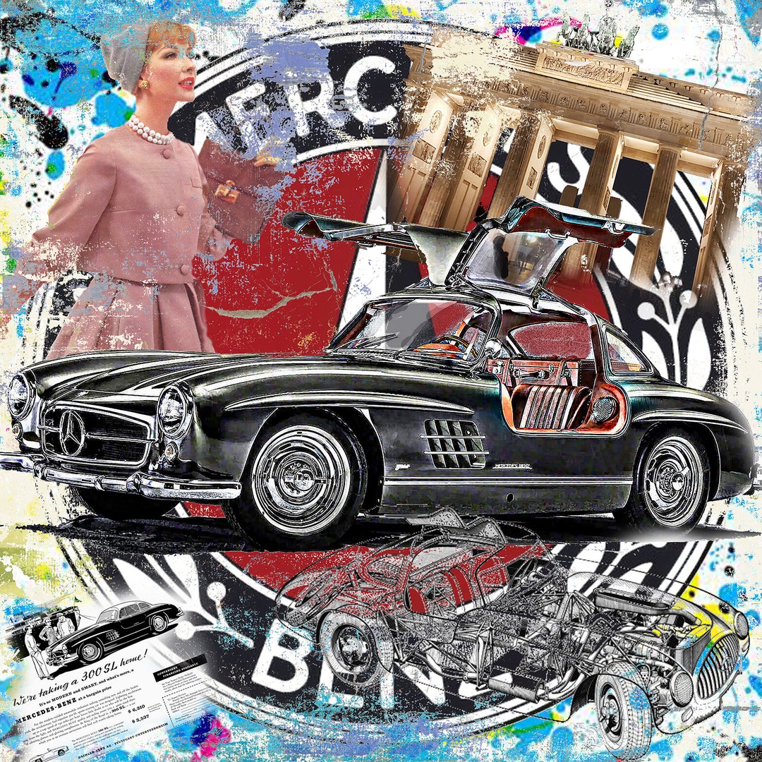 Pop Art Gullwing de Luc Mercedes, impression giclée en édition limitée ...