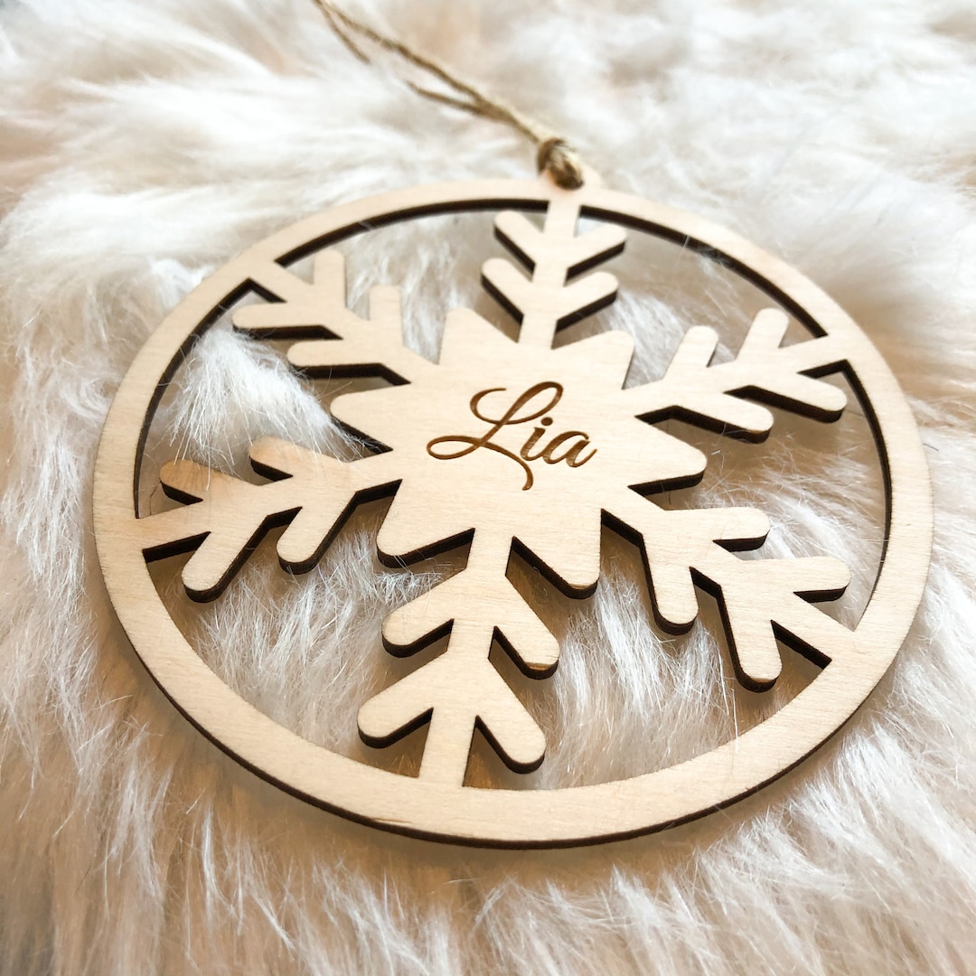 Snowflake Christmas Bauble Personalized Wooden Christmas - Etsy