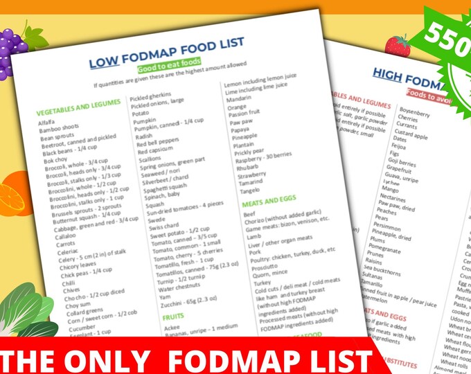 FODMAP Grocery List Printable, Low and High Fodmap Foods, Complete ...