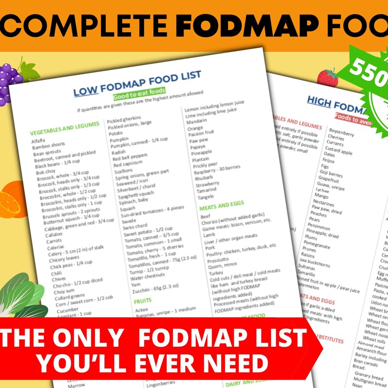 Fodmap Food Chart - Etsy