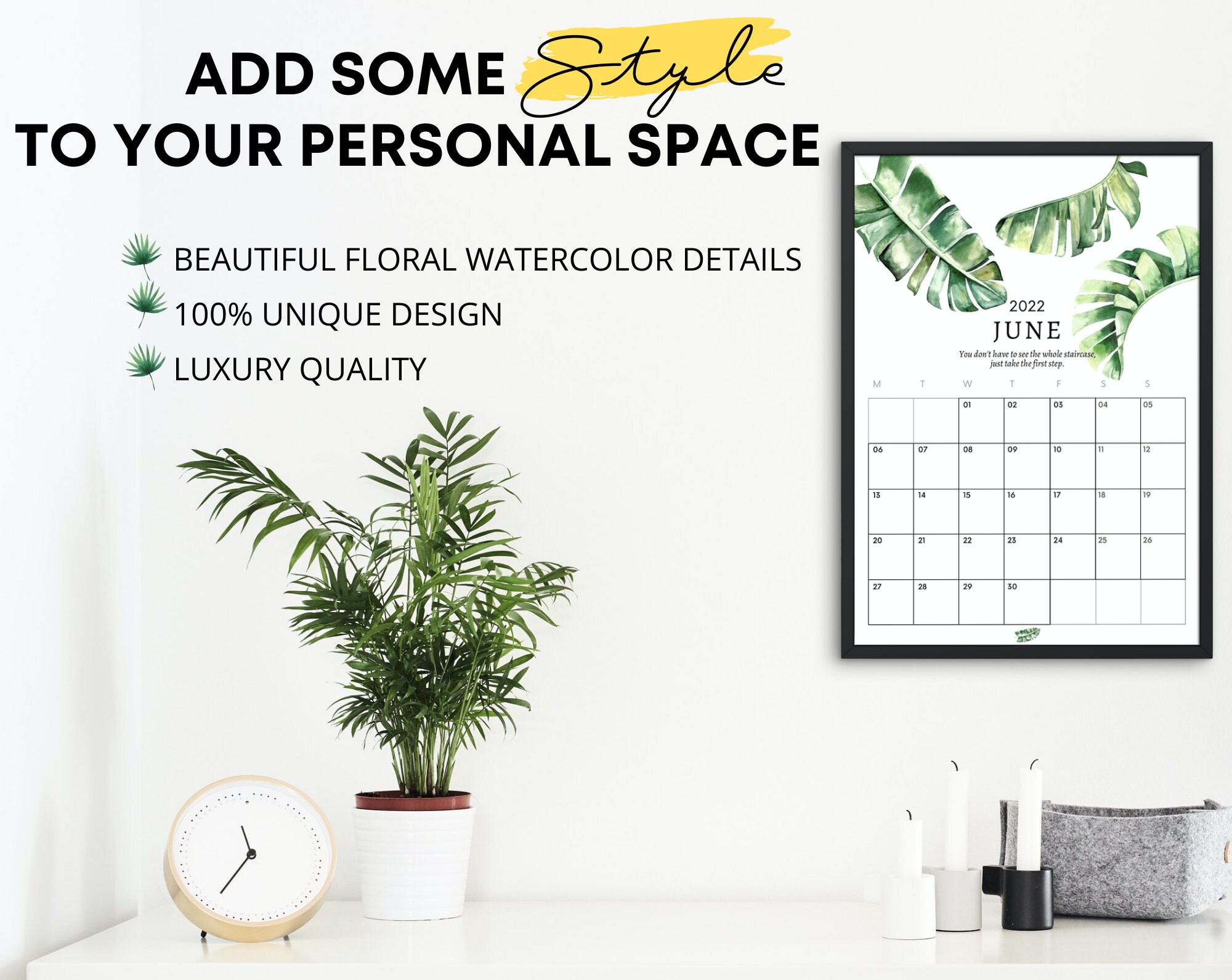 2022 Calendar Printable. Floral Calendar 2022. 2022 Calendar PDF. 2022 ...