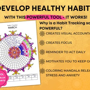 Mandala Habit Tracker Printable Mandala Coloring Pages Daily Habit ...