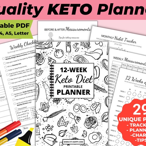 Keto Diet Journal Printable Planner. Keto Tracker. - Etsy