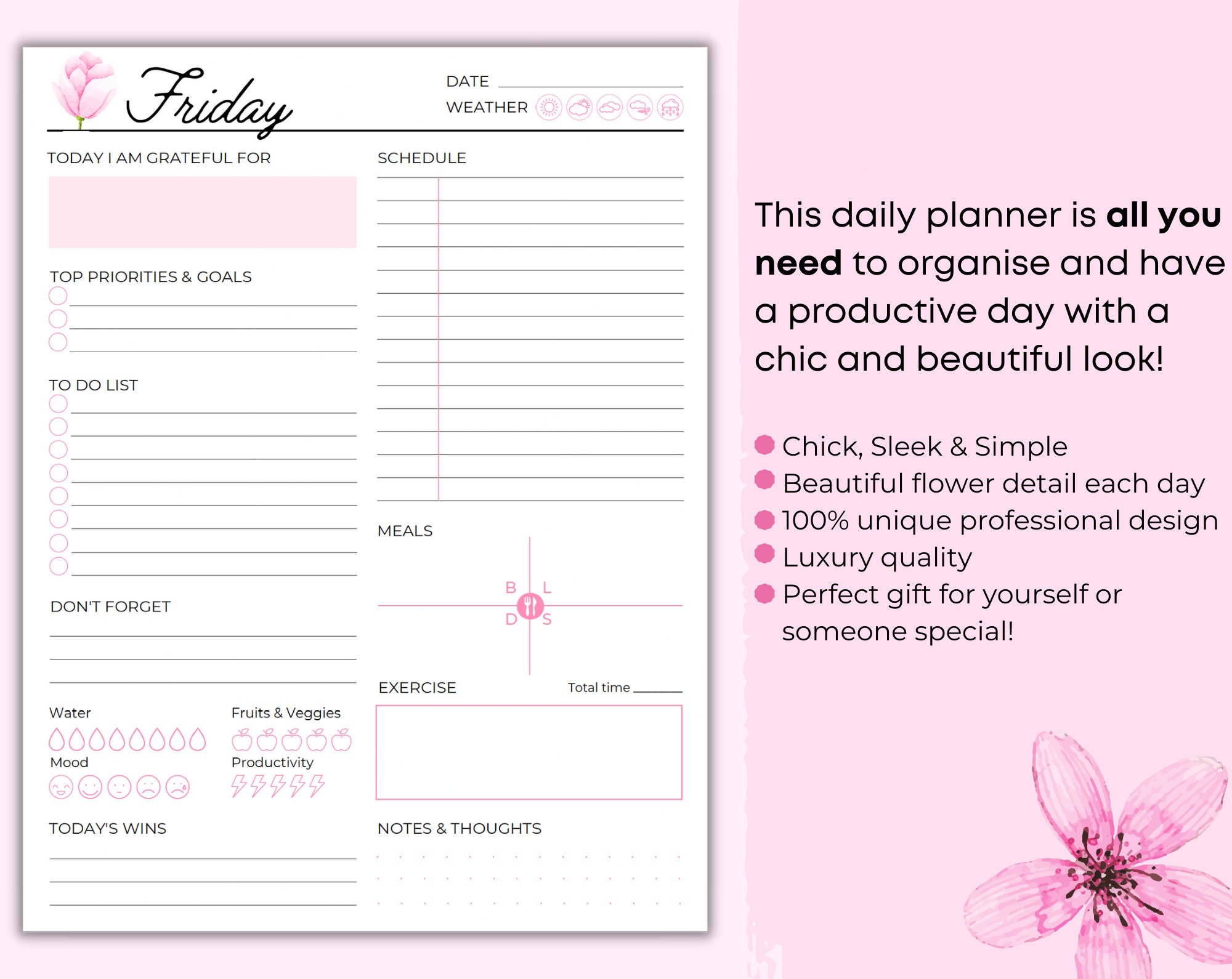 Daily Planner Daily Planner Printable Printable to Do List | Etsy