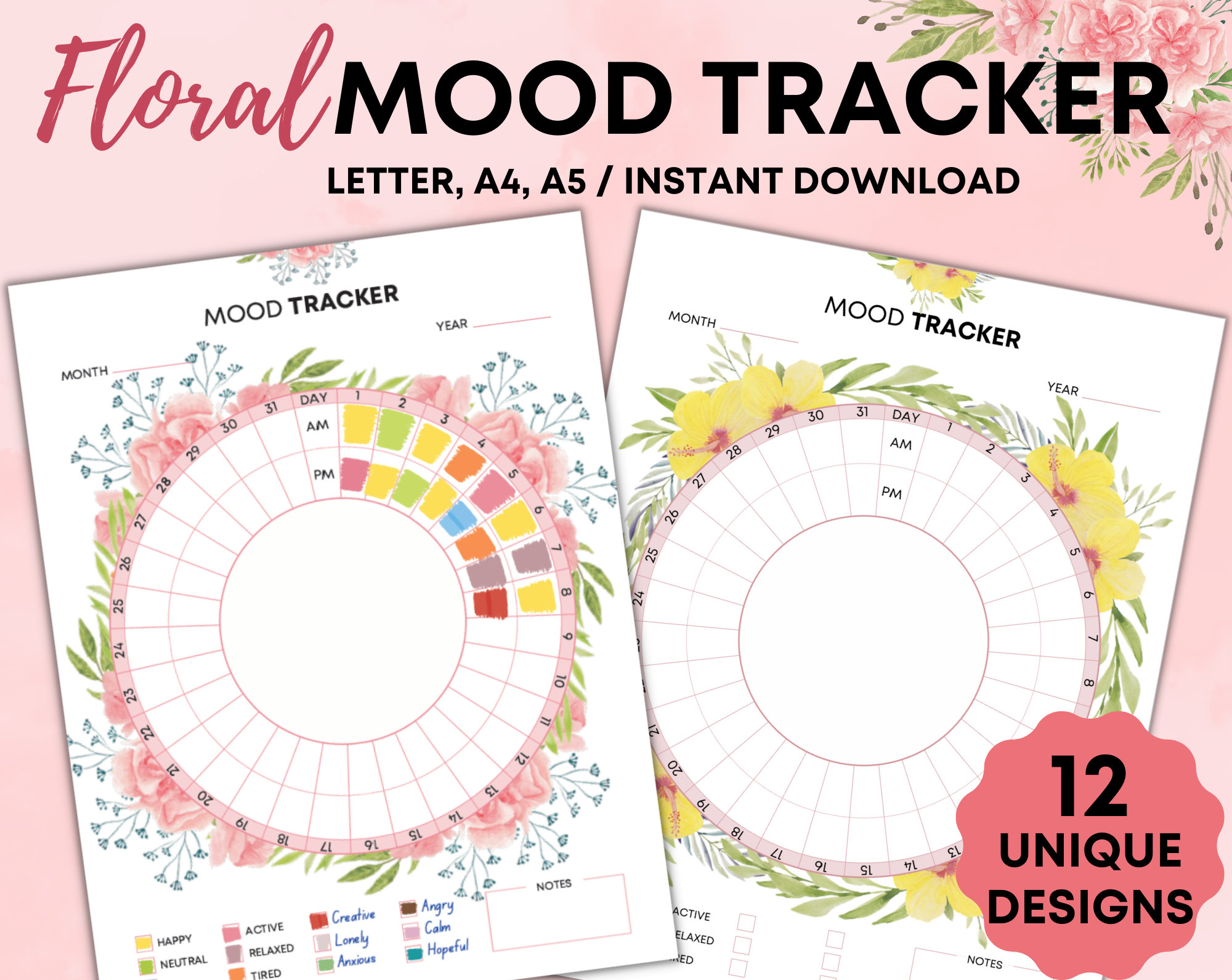 Mood Tracker Mood Tracker Journal Mood Tracker pdf Mood | Etsy
