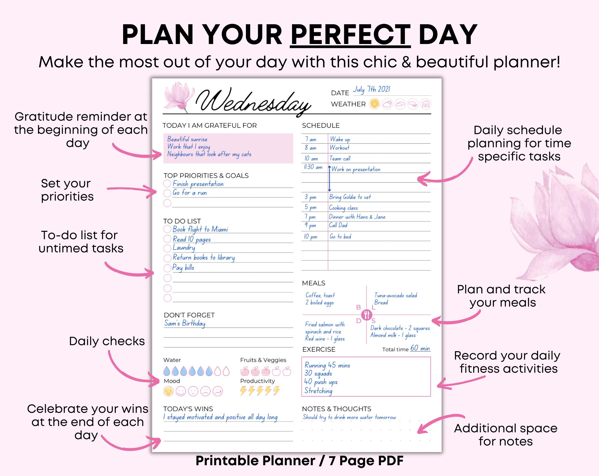 Daily Planner Daily Planner Printable Printable to Do List - Etsy