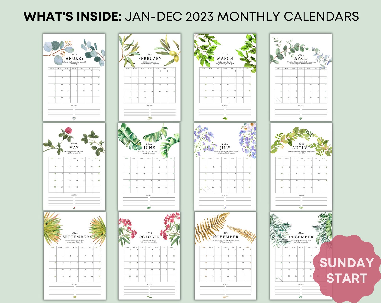 2023 Monthly Calendar. Printable Calendar. US Calendar 2023. Calendar ...