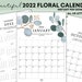 2022 Calendar Printable. Floral Calendar 2022. 2022 Calendar PDF. 2022 ...
