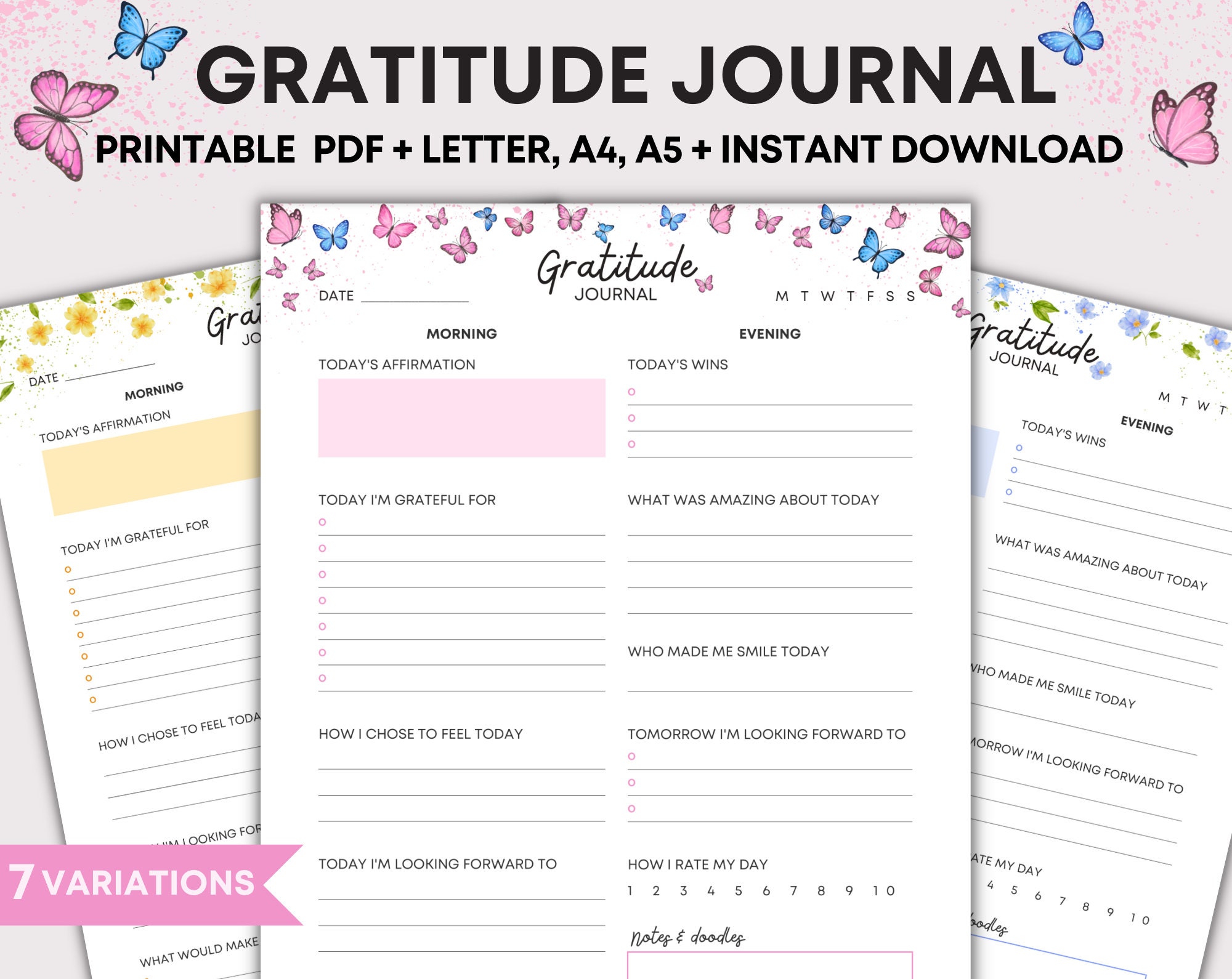 Gratitude Journal Printable. Mindfulness Journal. Manifestation. Daily ...