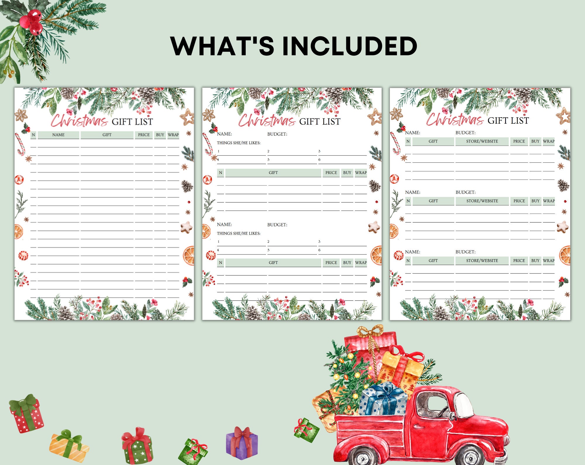Printable Christmas Gift List, Best Christmas Gift Tracker, Christmas ...