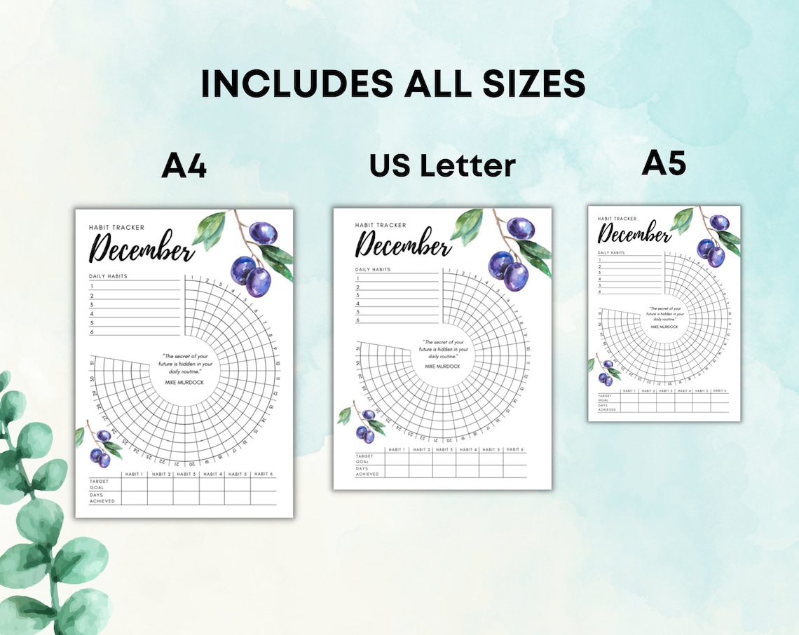 Circle Daily Habit Tracker PDF in Sizes A5 A4 A3 Letter. - Etsy