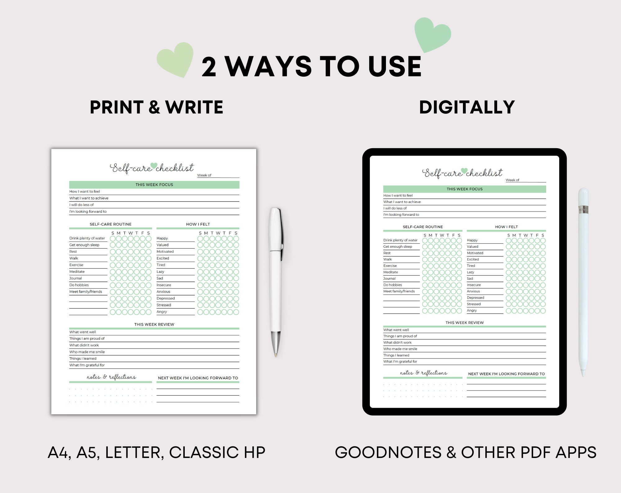 Weekly Self Care Checklist, Self Care Planner, Self Care Routine ...