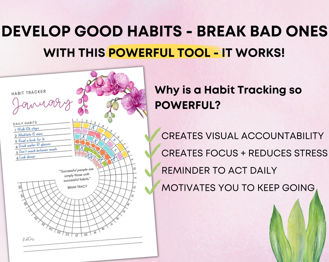 31 Day Habit Tracker Printable, 31 Day Habit Tracker Circle, 4 Week ...