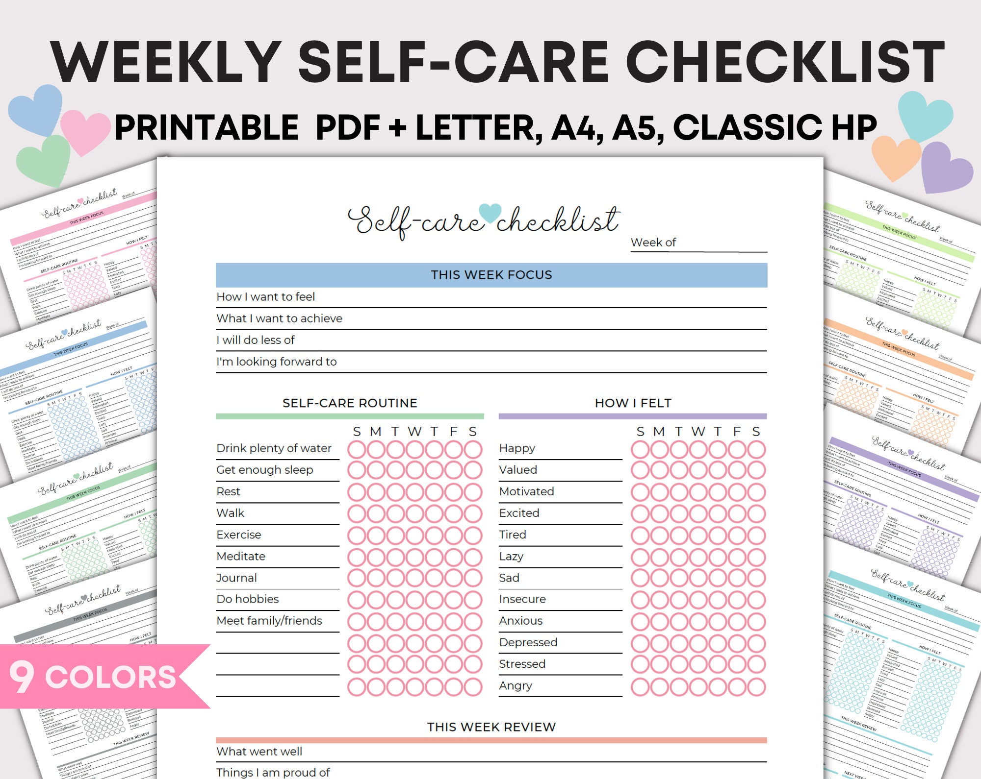 Weekly Self Care Checklist, Self Care Planner, Self Care Routine ...