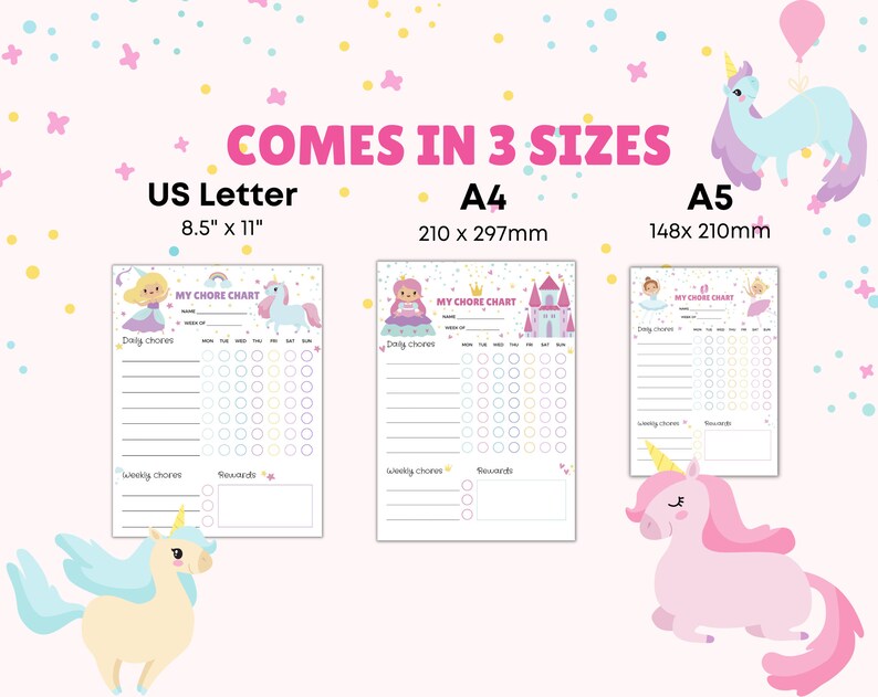 Chore Chart for Girls. Kids Chore Chart Printable. Kids - Etsy