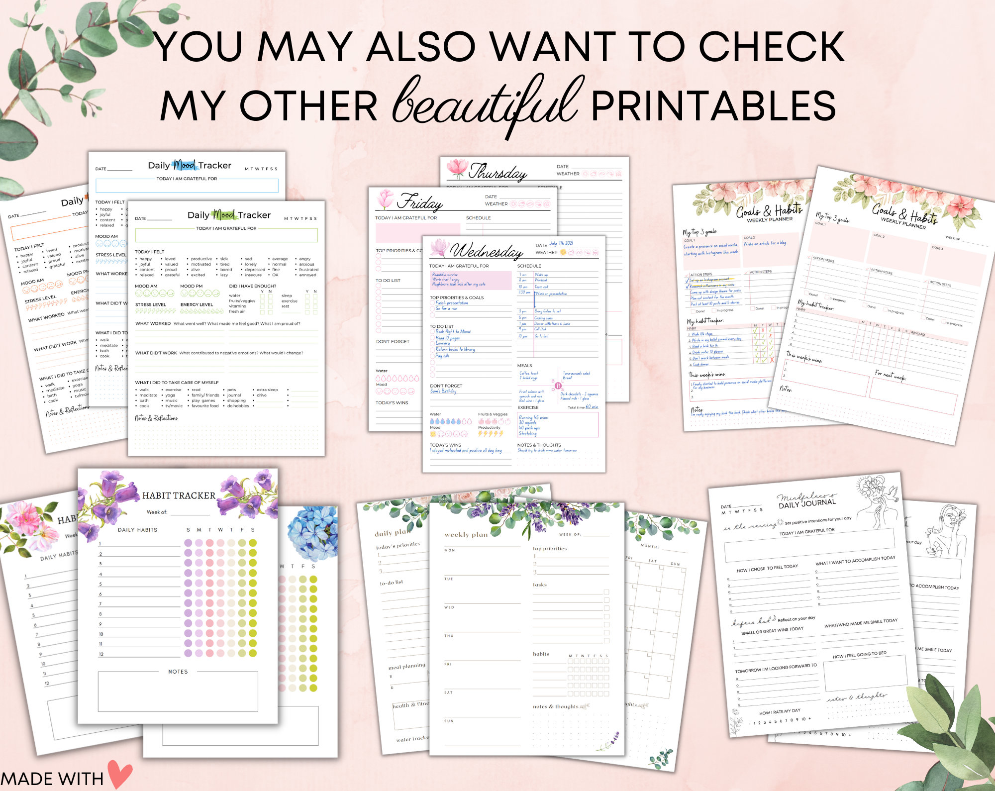 Botanical Circle Habit Tracker, Printable PDF (A4, A5, Letter, A3) - Etsy
