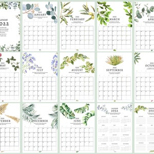 2022 Calendar Printable. Floral Calendar 2022. 2022 Calendar PDF. 2022 ...