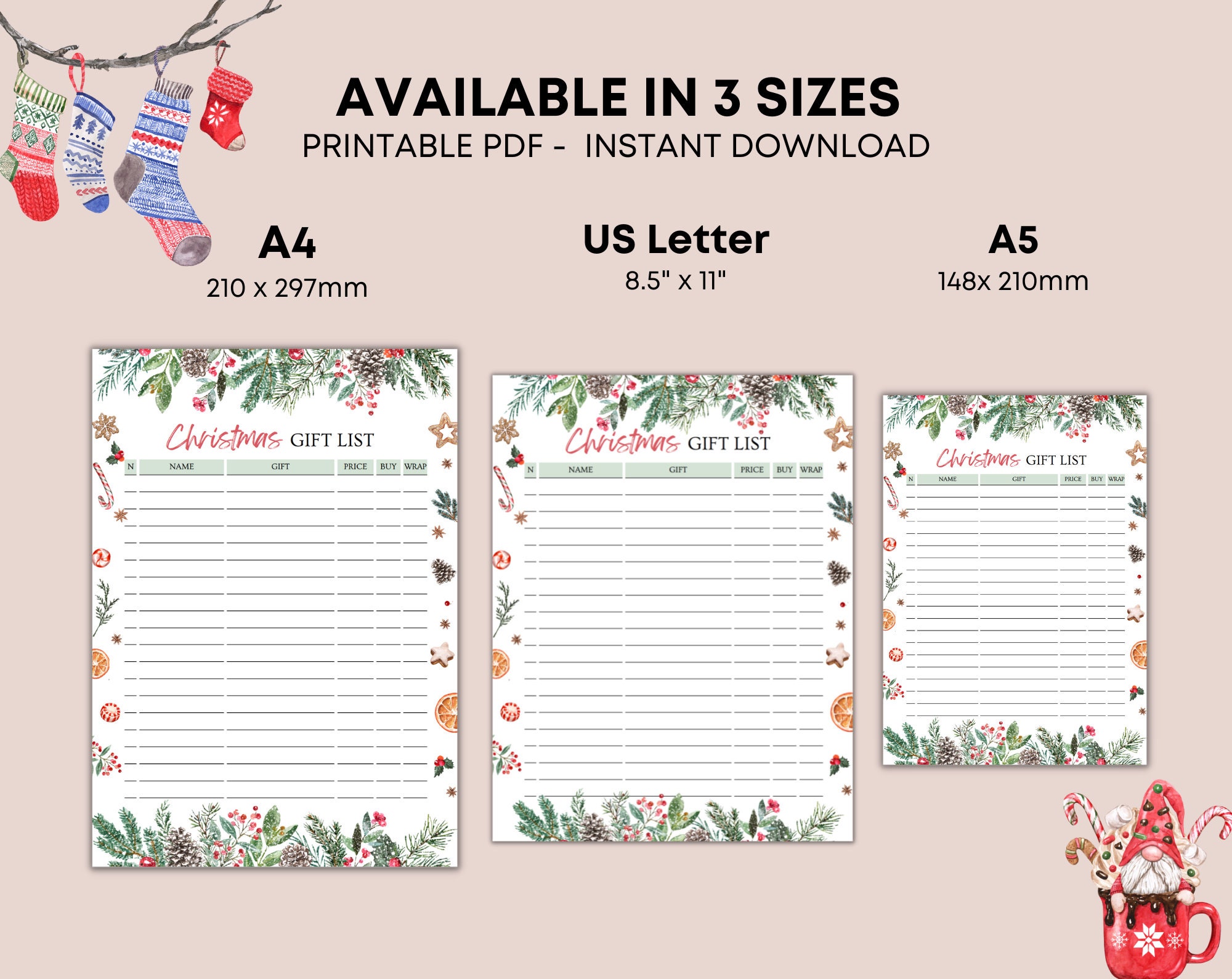 Printable Christmas Gift List, Best Christmas Gift Tracker, Christmas ...