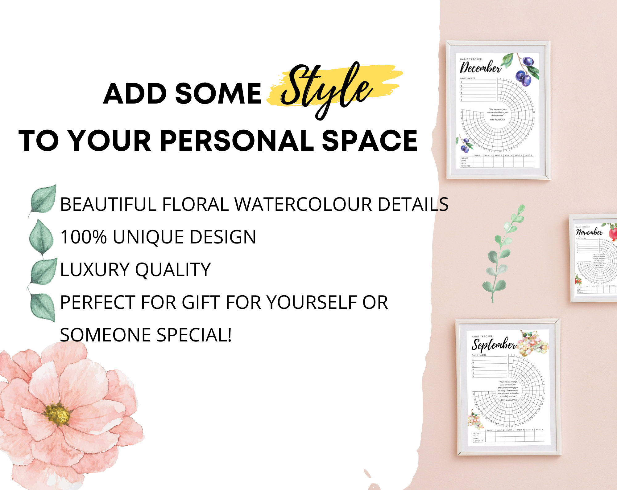 Botanical Circle Habit Tracker, Printable PDF (A4, A5, Letter, A3) - Etsy