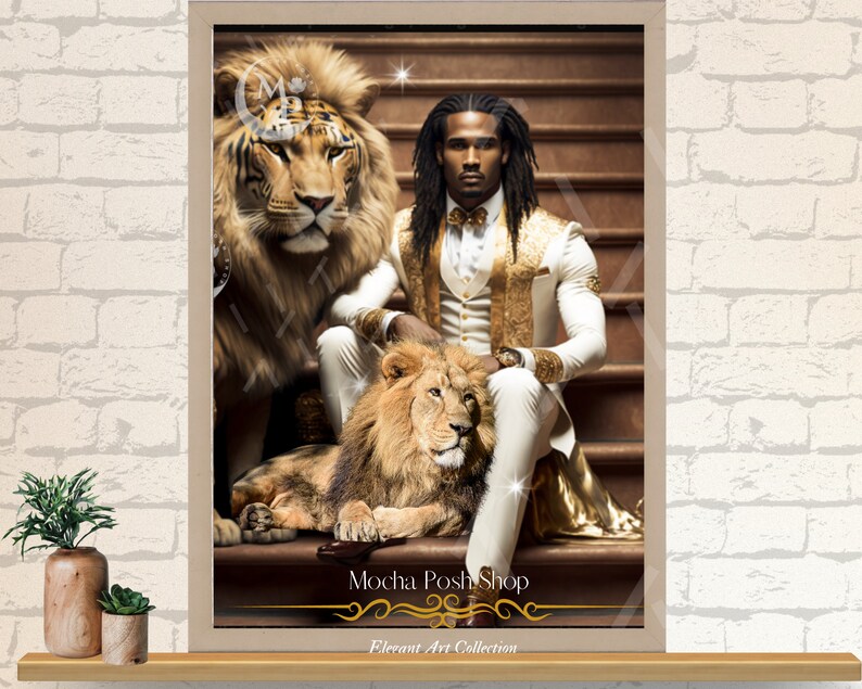 Neutral Portrait KING Wall Art Print Black King Art Mocha Posh Shop ...