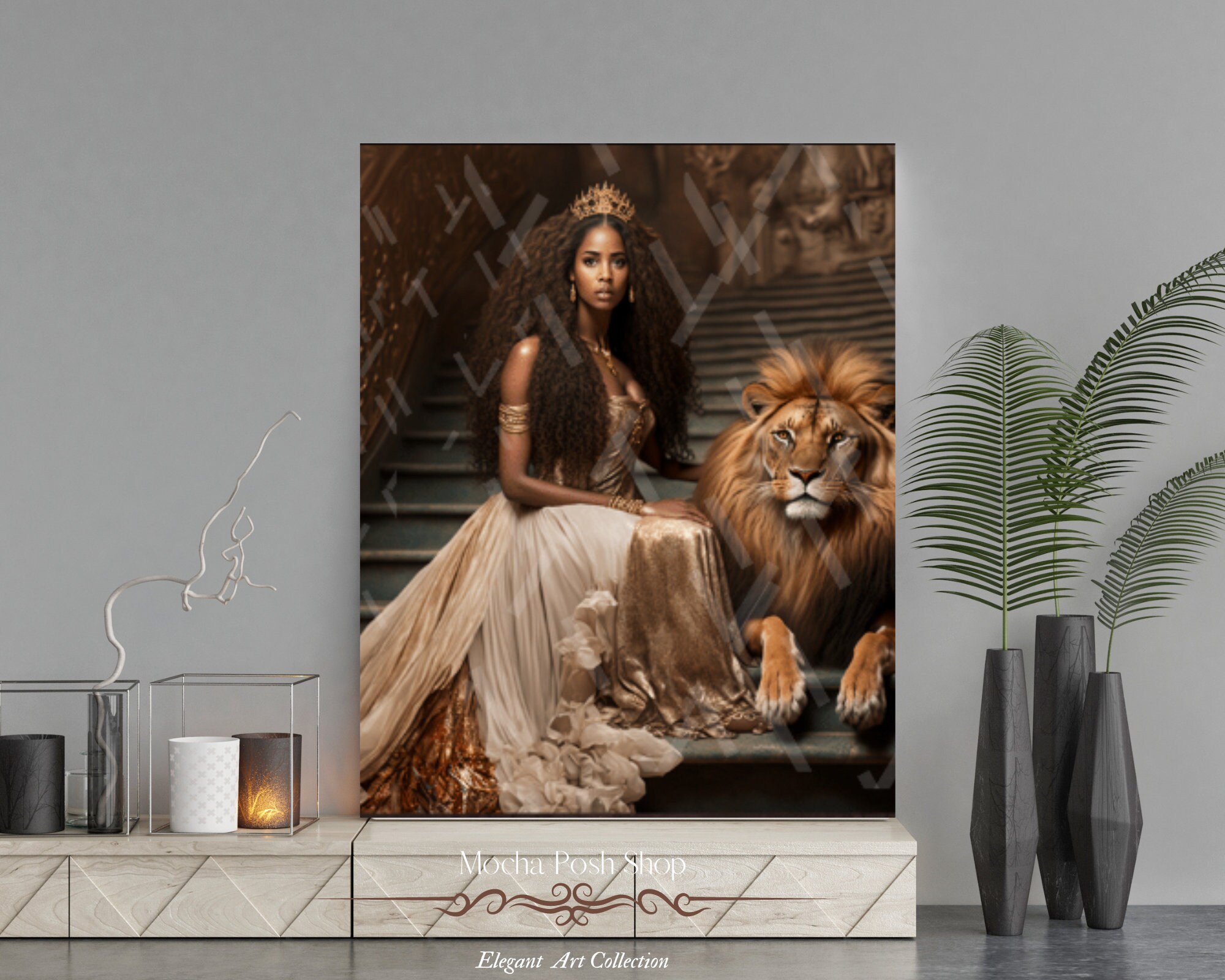 Neutral Vintage Portrait of a Queen |wall Art Print | Black Queen Art ...