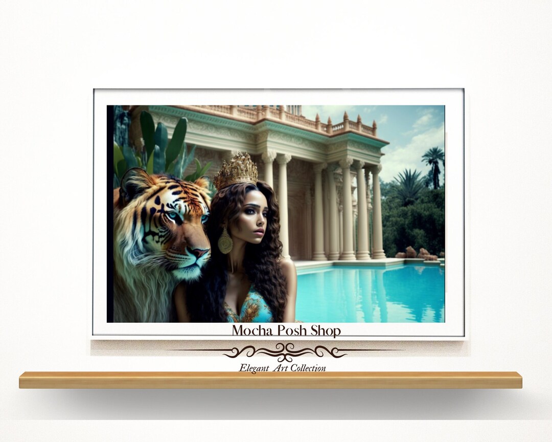 Fantasy Princess and Tiger Art Print | Exotic Home Decor (digital Print ...