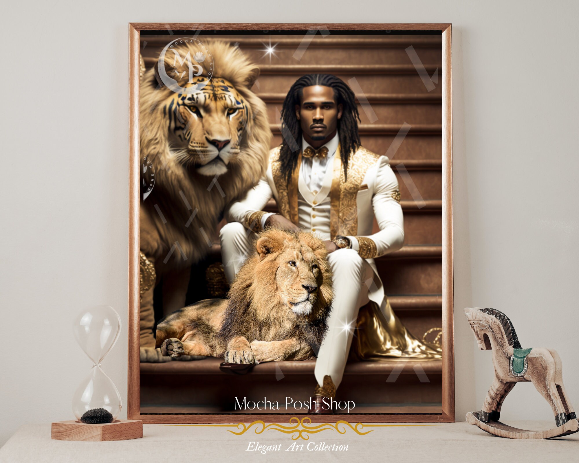 Neutral Portrait KING Wall Art Print Black King Art Mocha Posh Shop ...