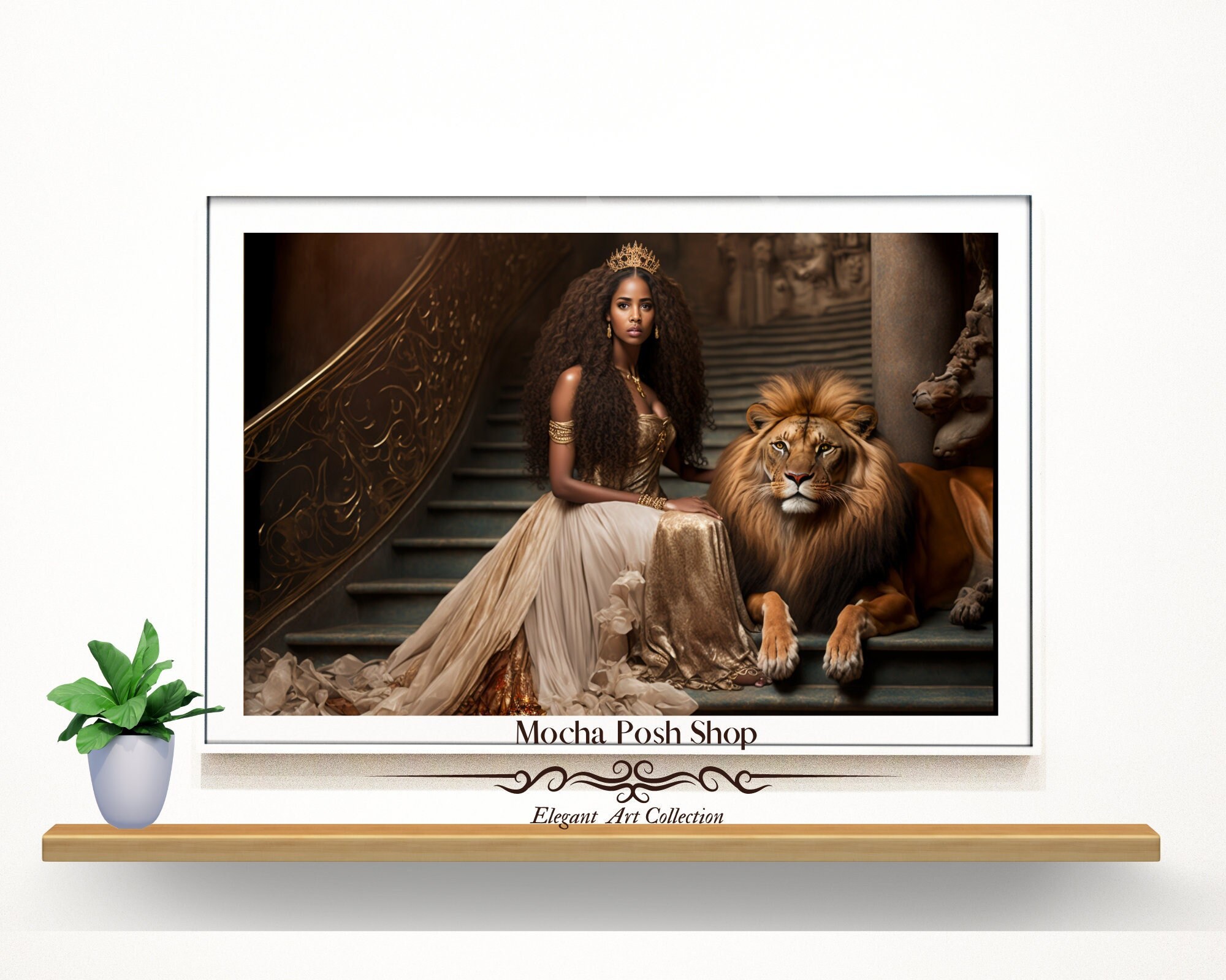 Neutral Vintage Portrait of a Queen |wall Art Print | Black Queen Art ...