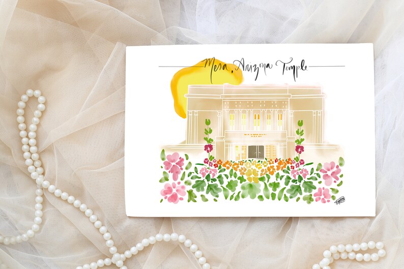 LDS Temple Watercolor Art- Mesa Arizona Temple- Digital Download - Etsy