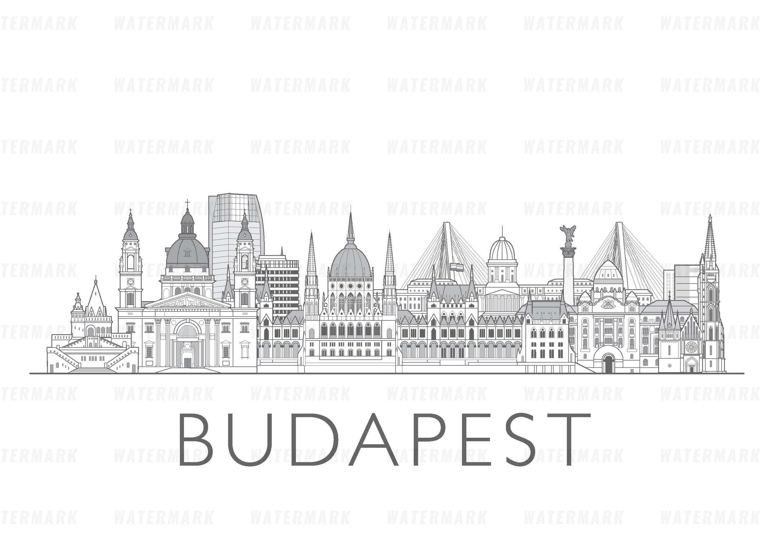 Budapest Skyline Cityscape Vector Illustration Digital File - Etsy