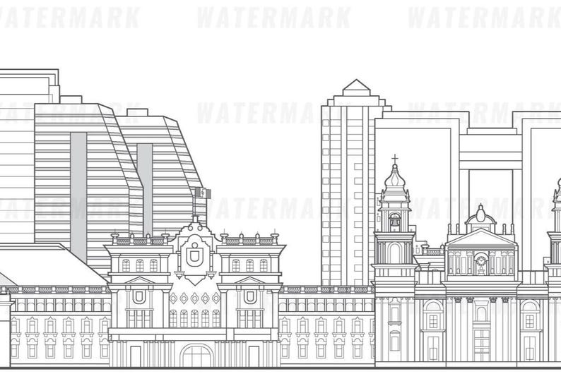 Guatemala City, Guatemala Skyline Cityscape Illustration Digital File B ...