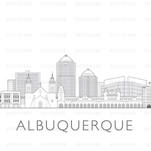 Albuquerque, New Mexico, USA, Skyline Cityscape Illustration Digital ...