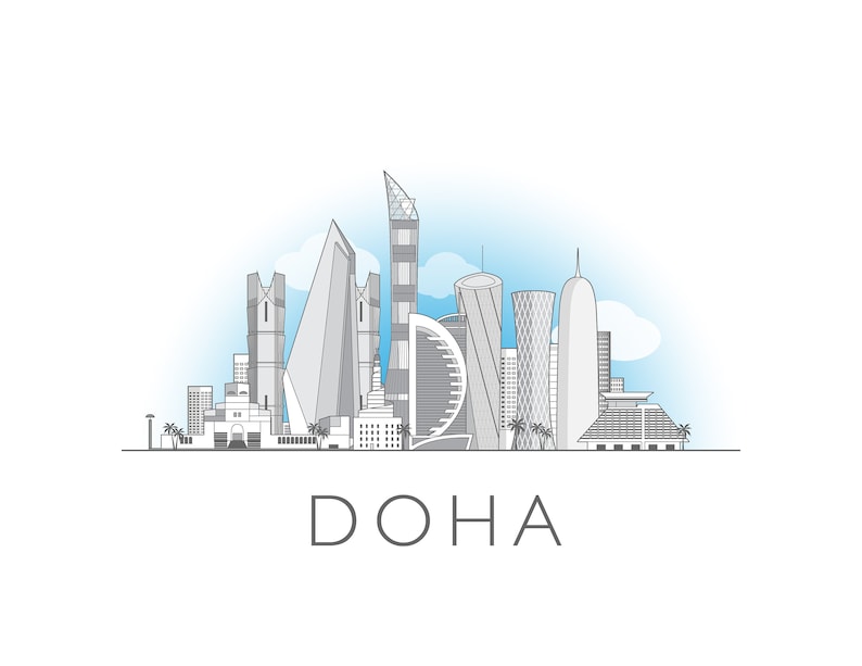 Doha, Qatar, Cityscape Illustration Digital File - Etsy