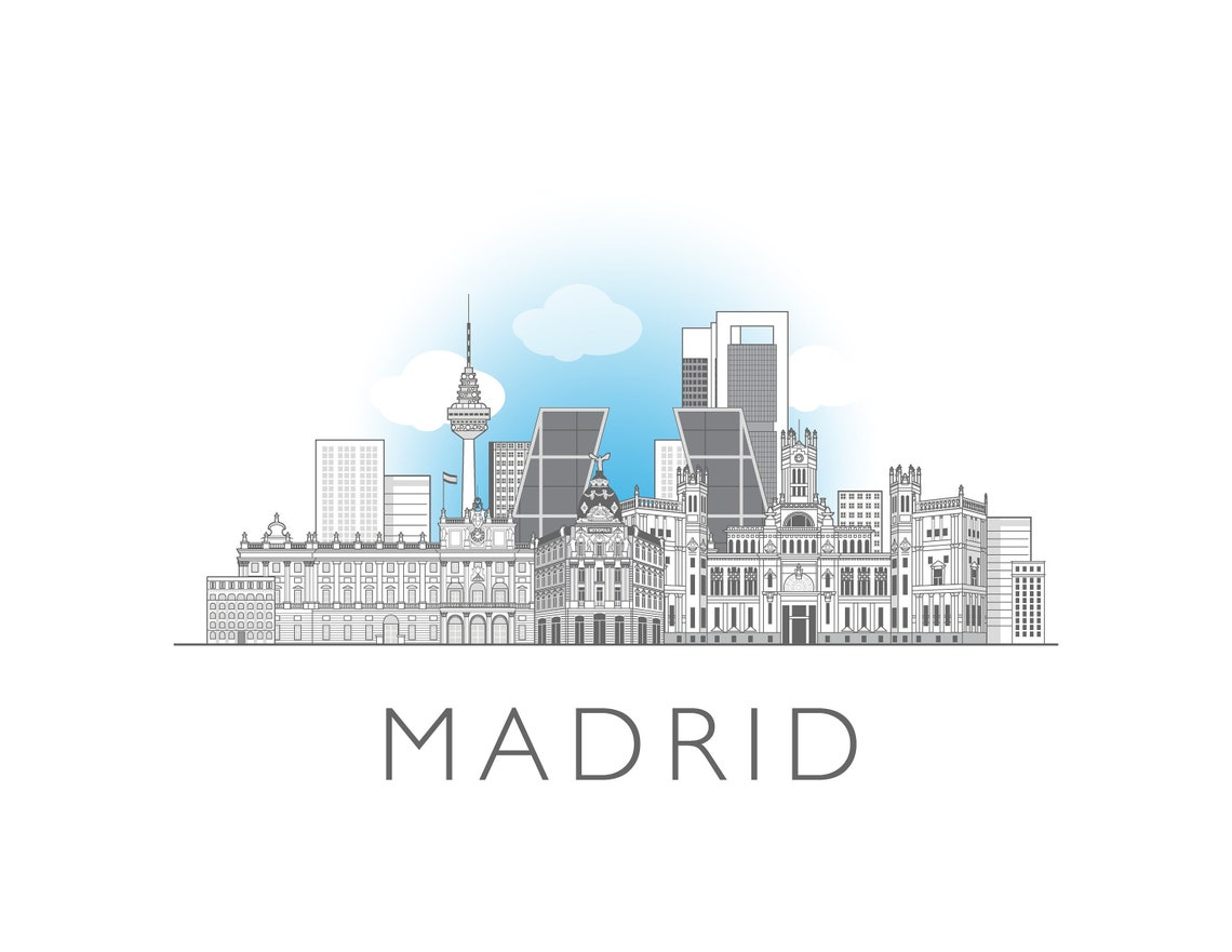 Madrid, Spain, Cityscape Illustration Digital File - Etsy