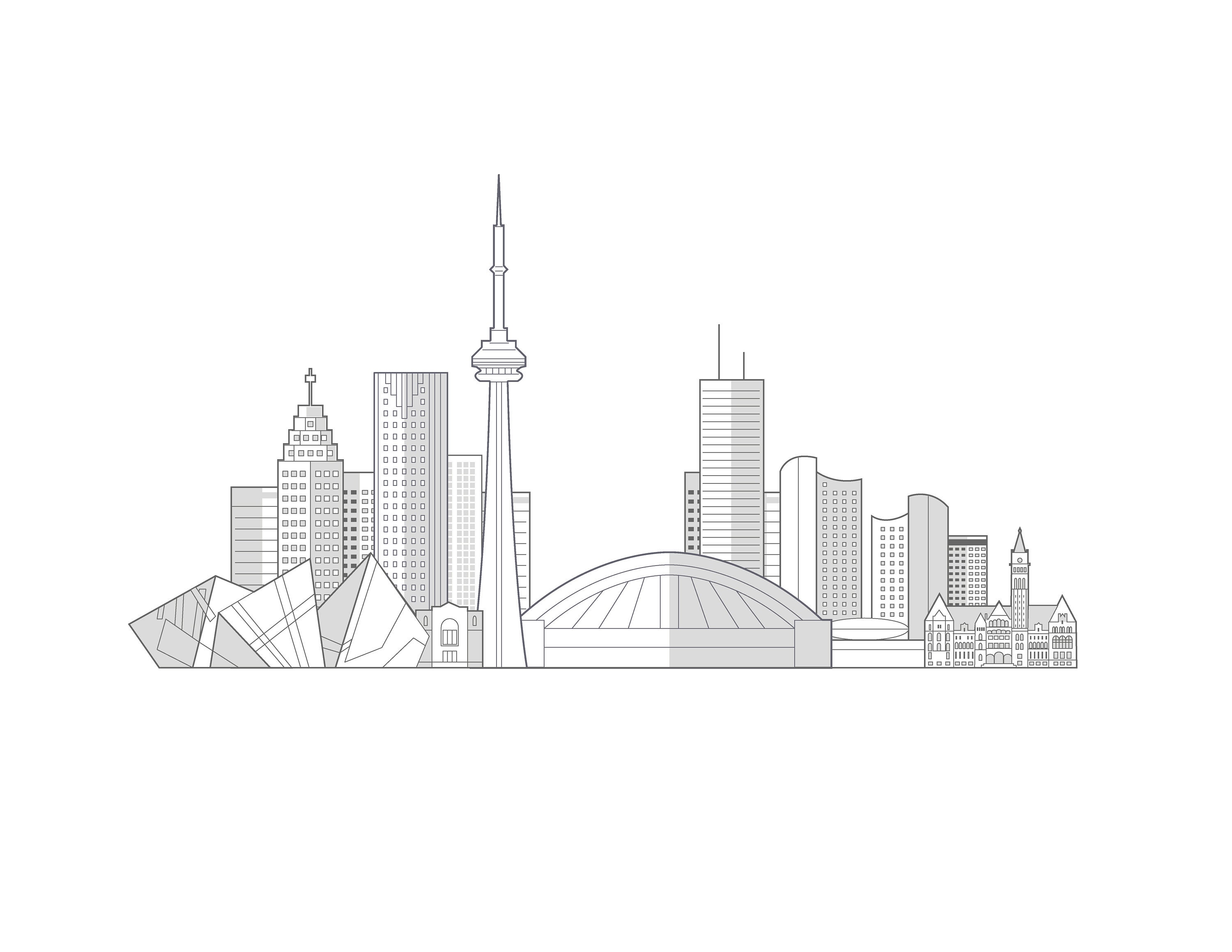 Toronto Cityscape Illustration Digital File in Black and White - Etsy